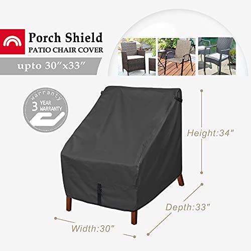 Porch Shield Patio Chair Covers -Waterproof Outdoor Lounge Deep Seat Single Lawn Chair Cover 2 Pack - 30W x 33D x 34H inch, Black