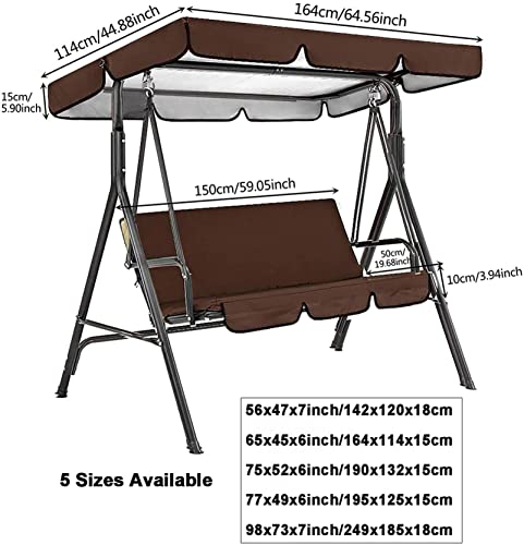 BTURYT Swing Canopy Replacement 3 Seater, Patio Swing with Canopy & Replacement Swing Seat,Waterproof Top Cover Set Swing Chair Awning Glider Swing Cover Porch Swing Cover
