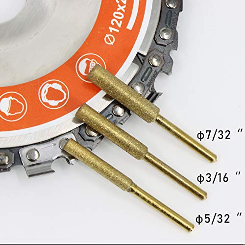 Diamond Chainsaw Sharpener Burr 1/8" Shank,5/32-Inch Electric Sure Sharp Replacement Sharpening Stones ,Suitable for Dremel Echo Poulan gasoline/electric chain saw 12Pack (5/32 Inch/ 4.0 mm)