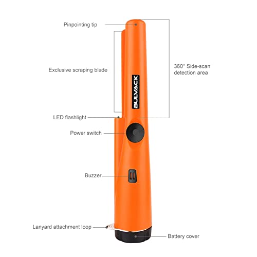 BULVACK Metal Detector Pinpointer, Professional Handheld Pin Pointer Wand, 360° Search Treasure Pinpointing Finder Probe with Belt Holster for Adults and Kids