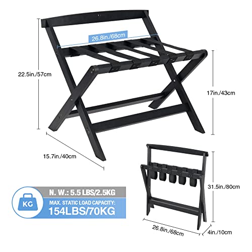 ALAPUR 2 Pack Folding Luggage Rack for Guest Room with Back, Foldable Suitcase Stand Holder for Bedroom, Living Room, Hotel Essentials