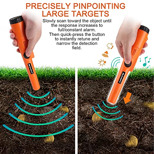 BULVACK Metal Detector Pinpointer, Professional Handheld Pin Pointer Wand, 360° Search Treasure Pinpointing Finder Probe with Belt Holster for Adults and Kids