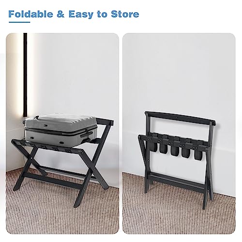 ALAPUR 2 Pack Folding Luggage Rack for Guest Room with Back, Foldable Suitcase Stand Holder for Bedroom, Living Room, Hotel Essentials