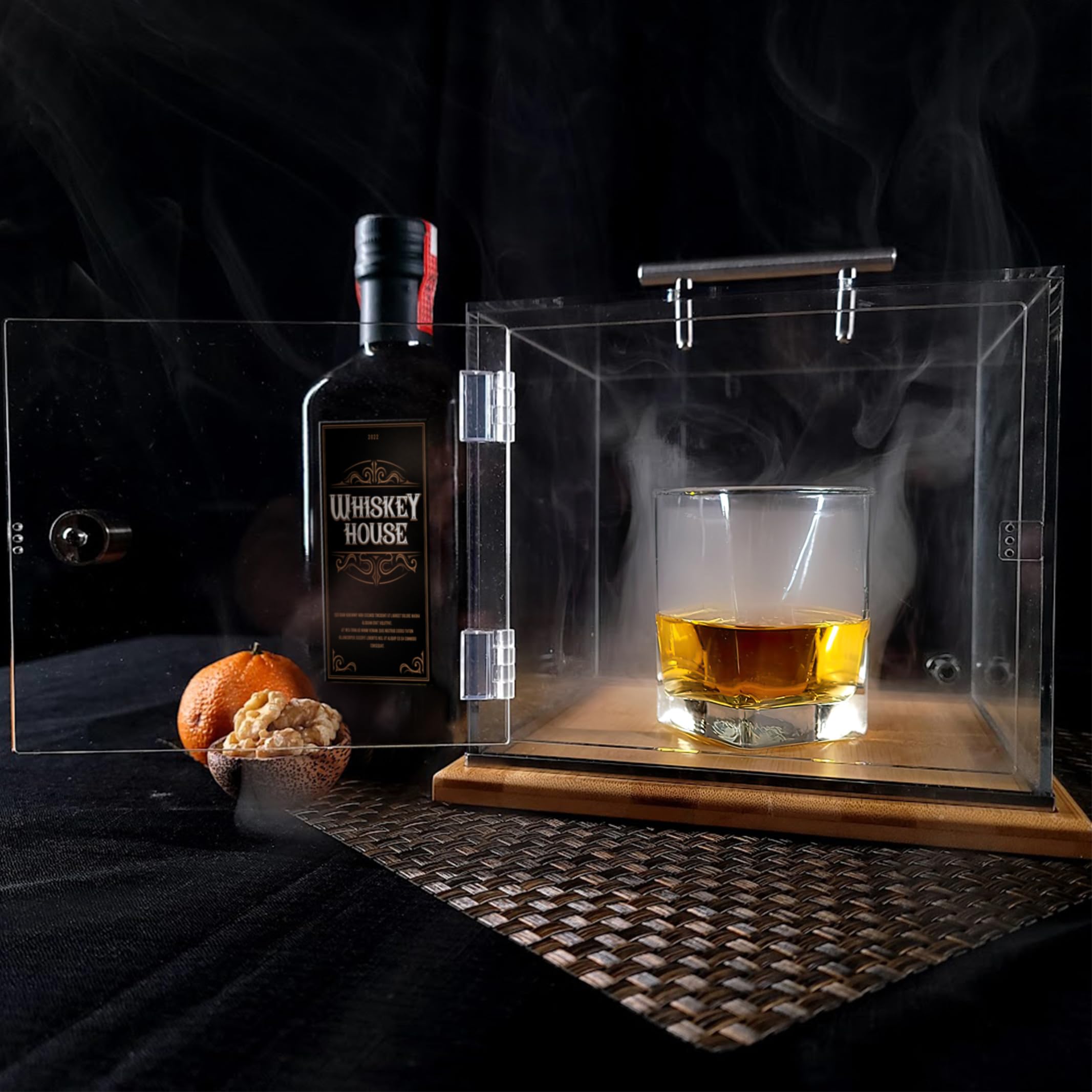 SIGVAL The Smoking Cube - Cocktail Smoker and Smoking Box Kit, Magnetically Removable Display Board, with Wood Chips