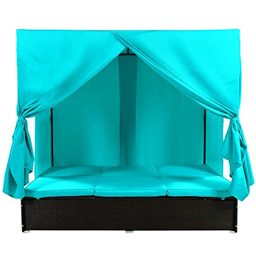 Outdoor Patio Wicker Sun Lounger with Cushions and Adjustable Seat for Swimming Pools, Patios, Shade and Comfortable Outdoor Recreation