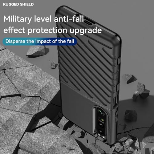 DFTCVBN Phone Case for Xperia 1 III Case, Sony 1 III XQBC62/V Case with Screen Protector, Military Grade Shockproof Rugged Shield Anti-Scratch Soft TPU Back Cover Cases for Sony Xperia 1 III Black