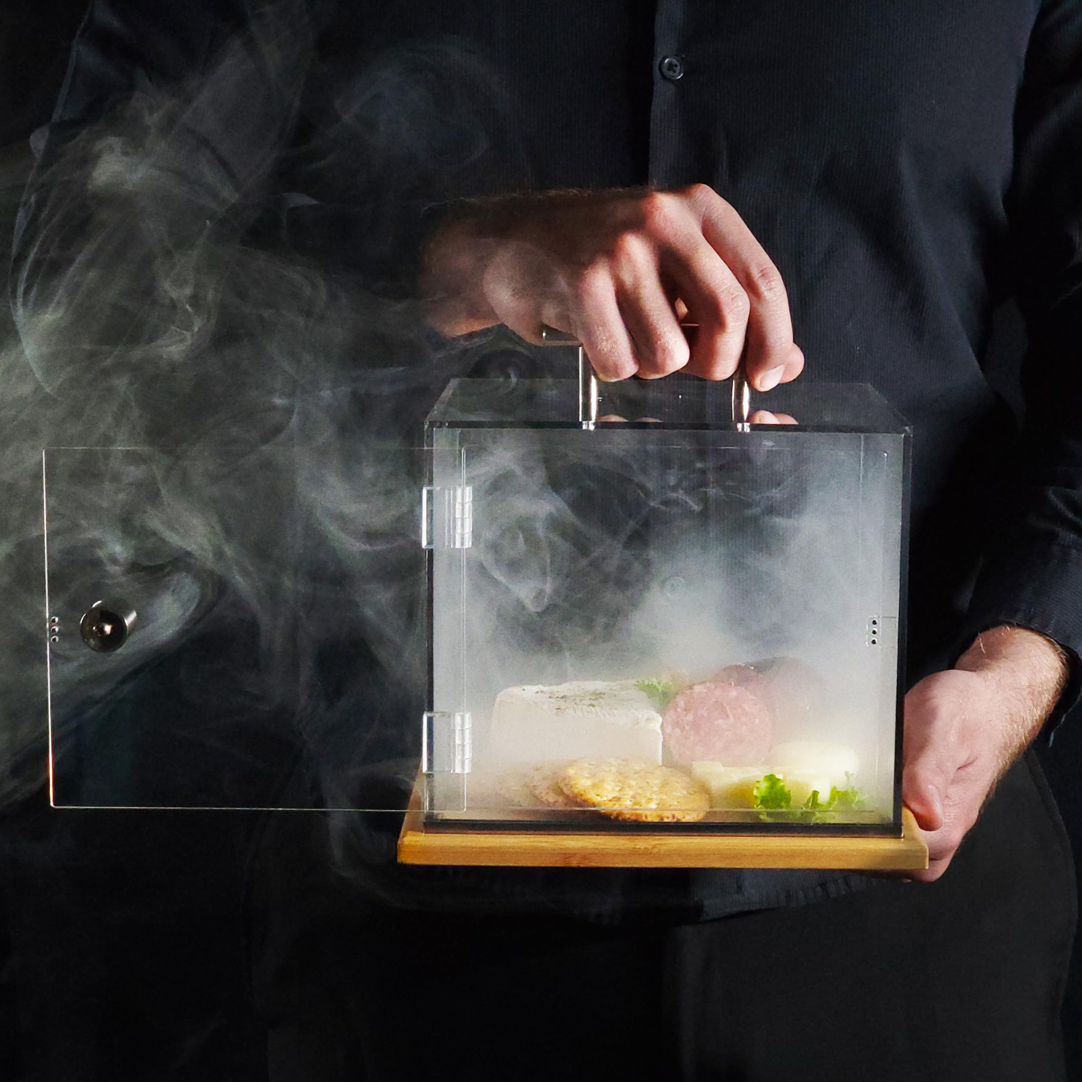 SIGVAL The Smoking Cube - Cocktail Smoker and Smoking Box Kit, Magnetically Removable Display Board, with Wood Chips