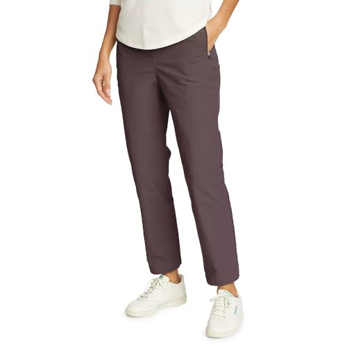 Eddie Bauer Women's Voyager Chino Pull-On Pants, Aubergine, 12
