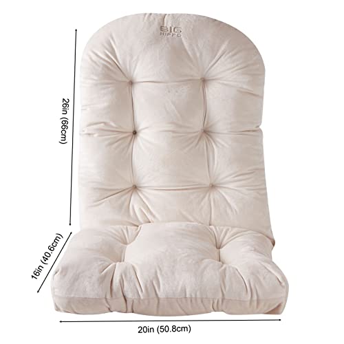 Big Hippo Indoor Adirondack Chair Cushion, Tufted High Back Patio Chair Cushions Soft Thicken Patio Seat Pad for Home Use (Beige)