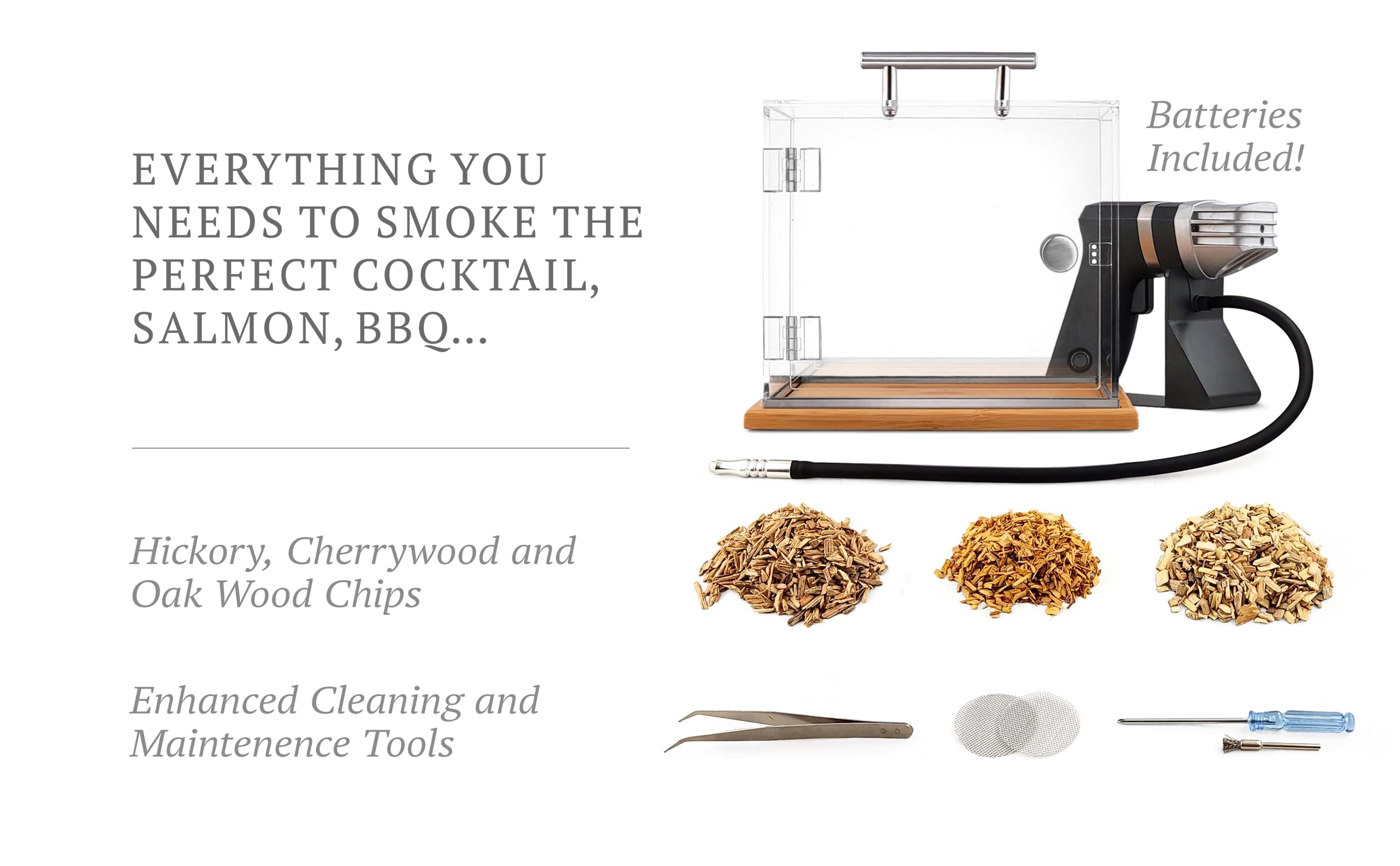 SIGVAL The Smoking Cube - Cocktail Smoker and Smoking Box Kit, Magnetically Removable Display Board, with Wood Chips
