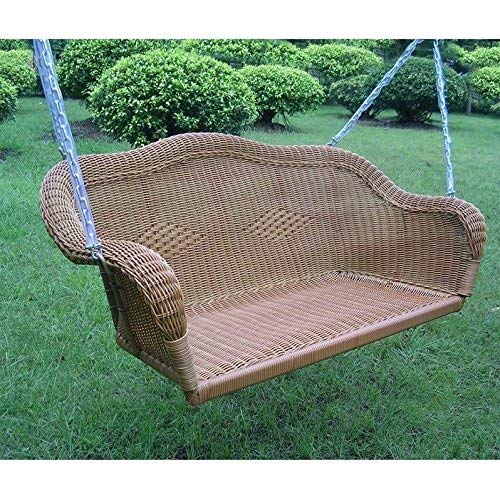 International Caravan Furniture Piece Resin Wicker Hanging Loveseat Swing