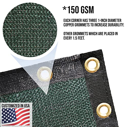 E&K Sunrise 5' x 25' Green Ience Privacy Screen, Commercial Outdoor Backyard Shade Windscreen Mesh Iabric Shade Net Cover for Patio Lawn Chain Link Garden Yard Backyard