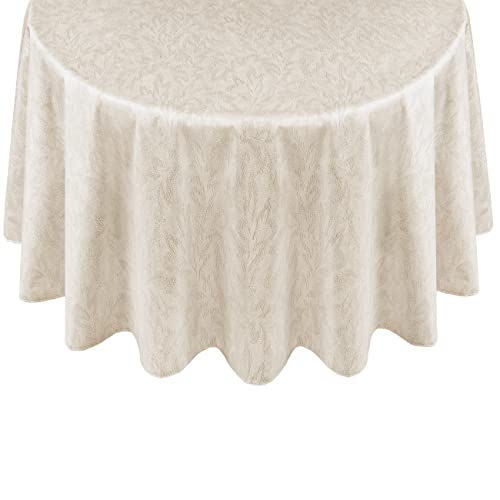 Newbridge Taupe Napa Leaf Solid Color Vinyl Flannel Backed Tablecloth, Hotel Quality Indoor/Outdoor Patio, Kitchen, BBQ, Dining Room Vinyl Tablecloth, 60β x 84β Oval