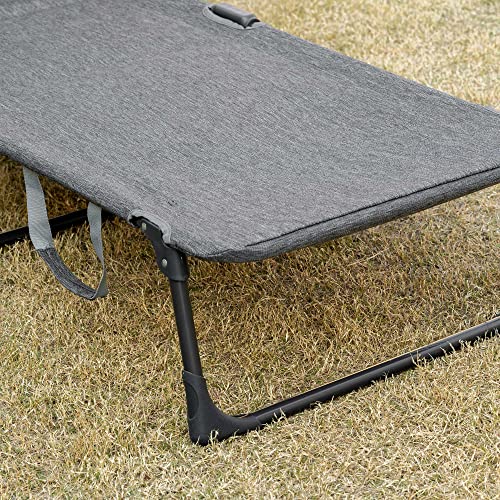 Outsunny Outdoor Folding Chaise Lounge Chair, Mesh Fabric Pool Chair with Adjustable Backrest, Pillow and Cup Holder for Poolside, Deck, and Backyard, Grey