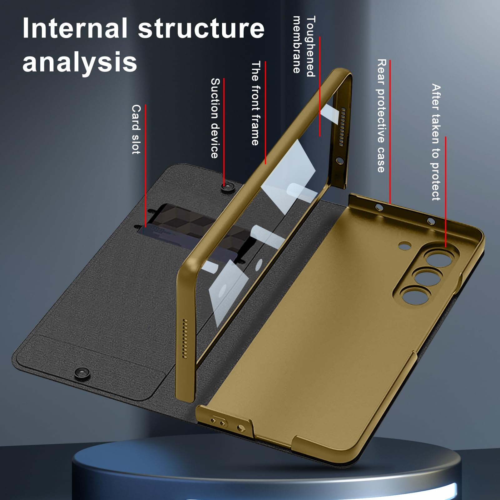 DEMCERT for Samsung Galaxy Z Fold 5 Case with [Fold5 Edition S-Pen Slot], Military Armor Cases Full Body Protective Anti-Scratch Hard Slim Leather Bracket Case with Screen Protector (Brown)