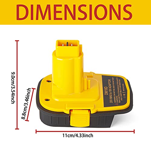 DM18D Converter for DeWalt 18v to 20v Battery Adapter,for Milwaukee M18 18v Lithium Batteries Adapter, Convert to DC9096, fit for DeWalt 18v XRP Ni-Cad Cordless Tool, Upgraded Version of DCA1820,1Pcs
