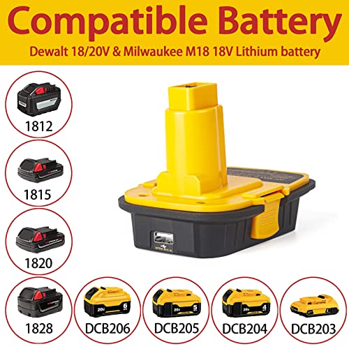 DM18D Converter for DeWalt 18v to 20v Battery Adapter,for Milwaukee M18 18v Lithium Batteries Adapter, Convert to DC9096, fit for DeWalt 18v XRP Ni-Cad Cordless Tool, Upgraded Version of DCA1820,1Pcs