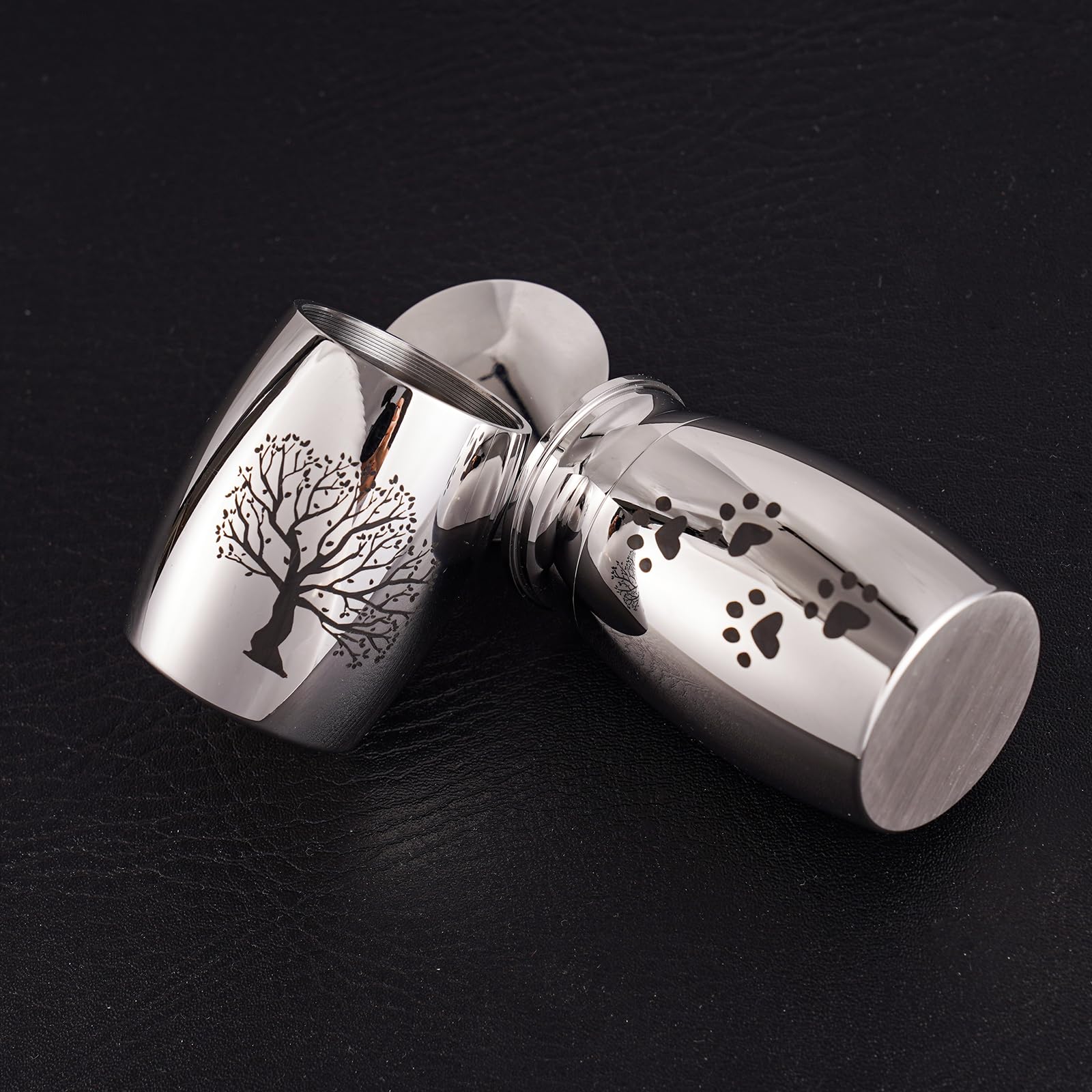 Stainless Steel Cremation Urns, Urns for Human and Pets Ashes, Decorative Urns, Adult Funeral Urns, Small Keepsake, Mini Urns, Paw Print Urn - Silver