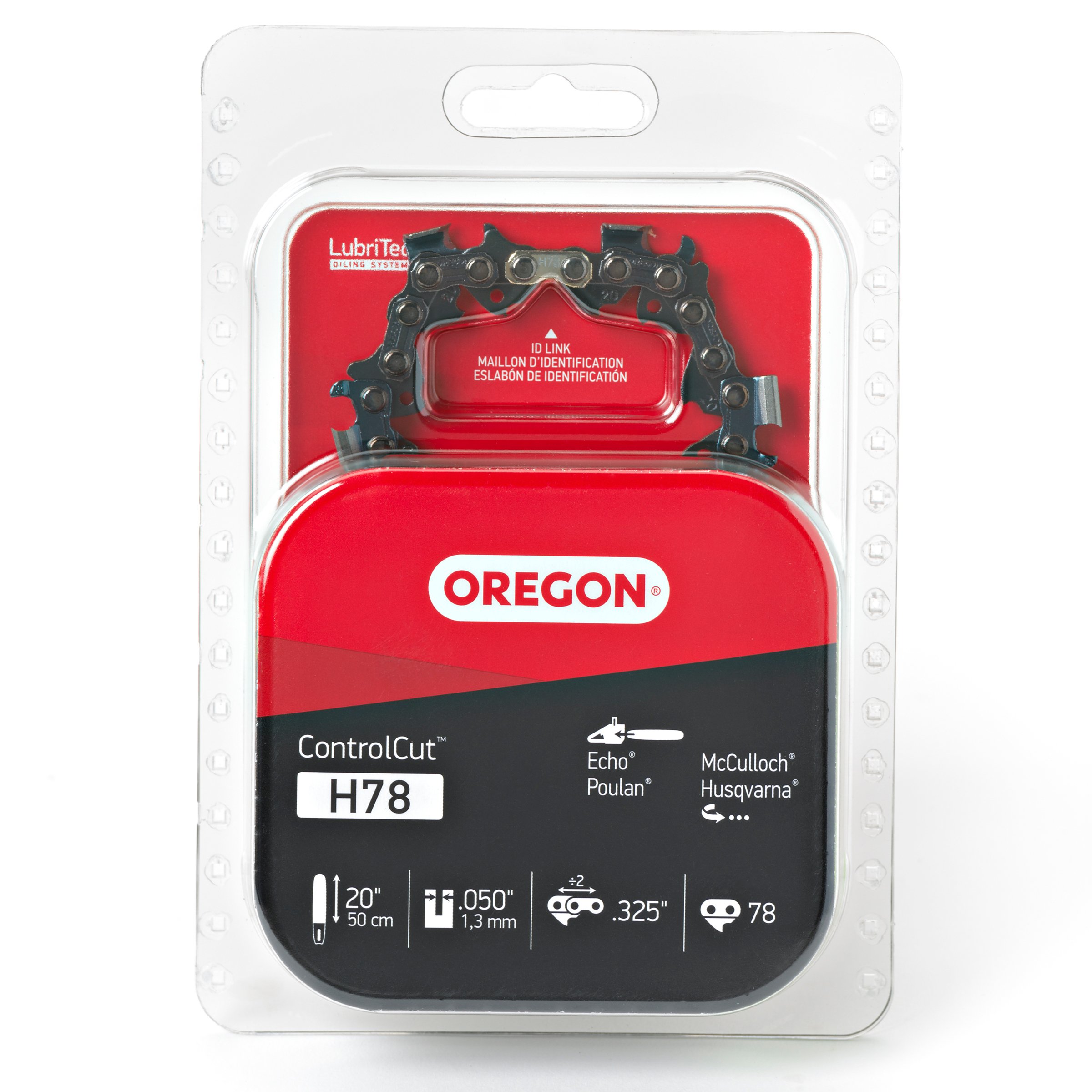 Oregon H78 ControlCut Chainsaw Chain for 20-Inch Bar β 78 Drive Links, Replacement Low-Kickback Chainsaw Blade, .050 Inch Gauge, .325 Inch Pitch, fits Echo, Poulan, Ryobi & Husqvarna Models (H78),Black