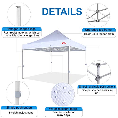 MASTERCANOPY Premium Heavy Duty Pop Up Commercial Instant Canopy Tent (10x10, White)