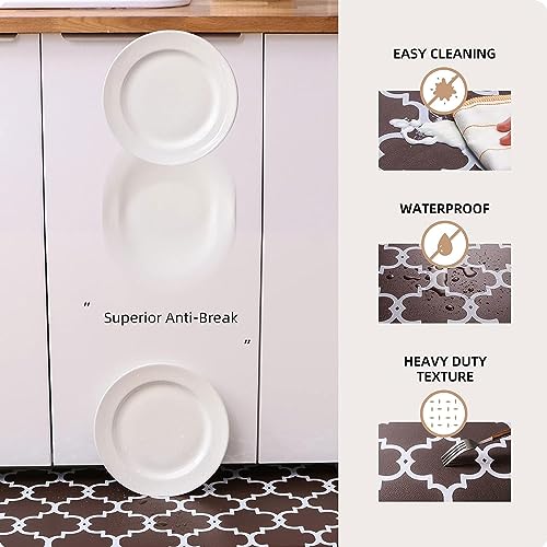 VRINO 0.47 InchThick Kitchen Mat , Heavy Duty PVC Waterproof Non-Slip Kitchen Memory Foam Floor Mats , for Kitchen, Office, Sink,Red-17.3×60""