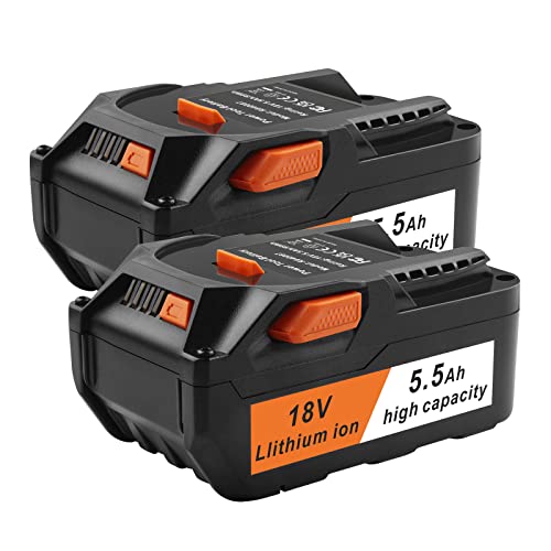 ARyee 2PACK 18-Volt 5.5Ah Lithium Ion Battery Replacement for RIDGID R840087 R840083 R840086 R840084 AC840085 AC840087P RIDGID 18V Drill (2)