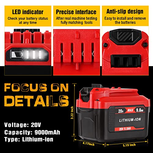 CaliHutt 【Upgrade】 9.0Ah 20V Replacement Battery for V20 Craftsman 20V Battery CMCB204 CMCB202 CMCB201 Craftsman V20 Cordless Power Tool CMCS500B CMCD700C1 (All of V20 Series) Lithium-ion Battery…