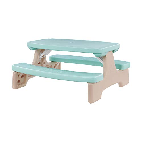 KIDZILLA Kids Bench Set Children Outdoor Picnic Table Bench Ideal for Arts, Crafts, Snack Time, Homework, Aqua/Beige