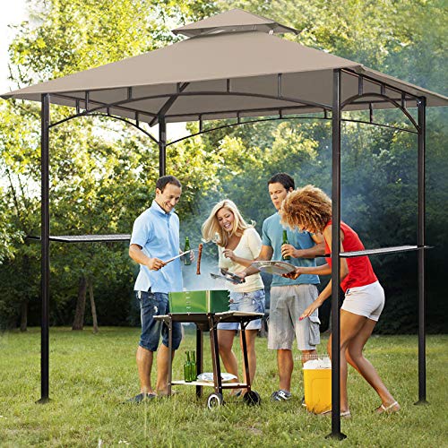 Eurmax USA High Performance Grill Gazebo Canopy Replacement Cover 5x8 BBQ Gazebo Shelter Top(Beige)