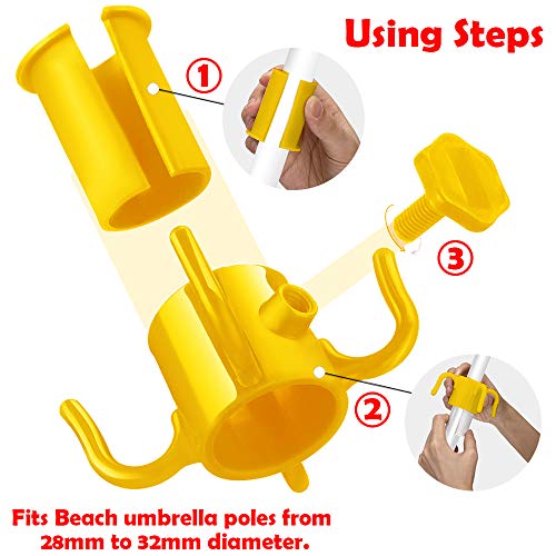 5 Pack Beach Umbrella Hanging Hook, 4-Prongs Beach Umbrella Hanging Hook, Adjustable Plastic Umbrella Hook for Towels Camera Clothes Hats Sunglasses Bag, Beach Camping Travel Supplies