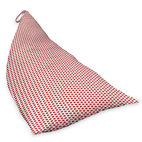 Lunarable Fruits Lounger Chair Bag, Apple Fruit on Faded Dots Backdrop Fun Happy Pattern, High Capacity Storage with Handle Container, Lounger Size, Red Green Black