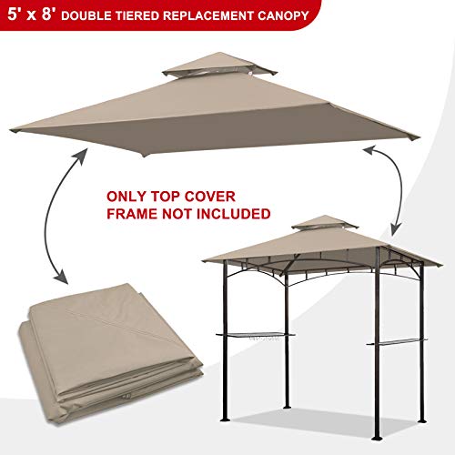 Eurmax USA High Performance Grill Gazebo Canopy Replacement Cover 5x8 BBQ Gazebo Shelter Top(Beige)