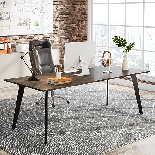 Tribesigns 6FT Conference Table, 70.2”W X 30.9”D Rectangular Meeting Room Table Seminar Table, Large Computer Desk for Home Office (Brown)