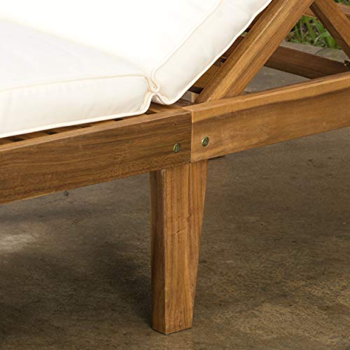 Christopher Knight Home Outdoor Pool/Deck Furniture, Teak Chaise Lounge Chairs with Cushions (Set of 2)