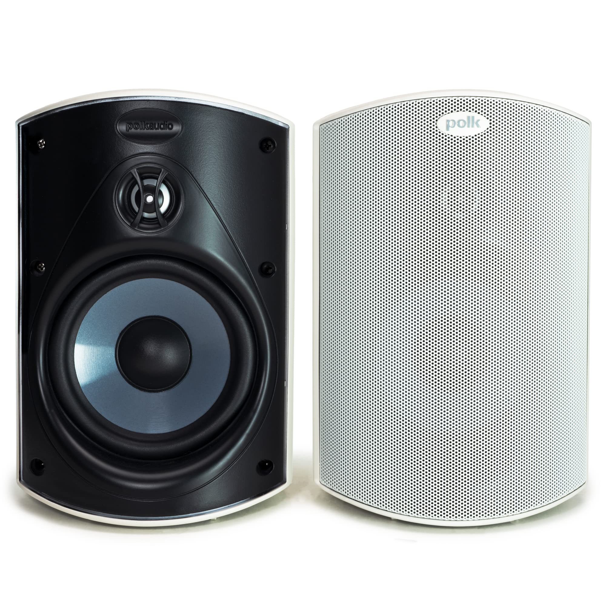 Polk Audio Atrium 4 Outdoor Speakers with Bass Reflex Enclosure | 4 Speaker Pack (2 Pairs, White) - All-Weather Durability | Broad Sound Coverage | Speed-Lock Mounting System | 2 Pairs (White)