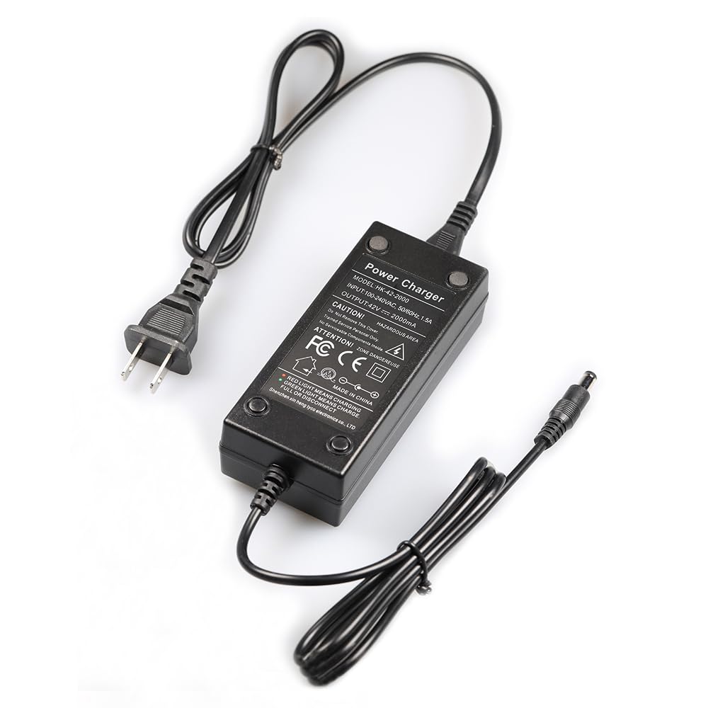 Jucuwe 42V 2A DC Male Power Adapter for 36V Electric Bike Lithium Battery Charger,Escooter Ebike Battery Charger Connector Diameter 5.5mm, 2.1mm