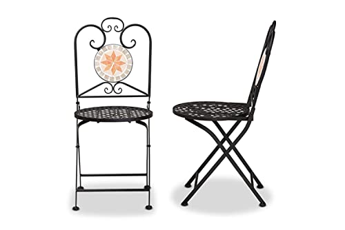 Baxton Studio Santina Black Metal Outdoor Dining Chair (Set of 2)