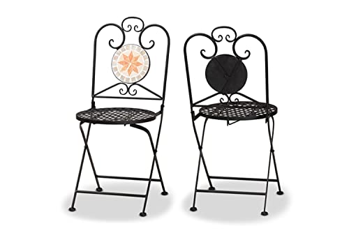 Baxton Studio Santina Black Metal Outdoor Dining Chair (Set of 2)