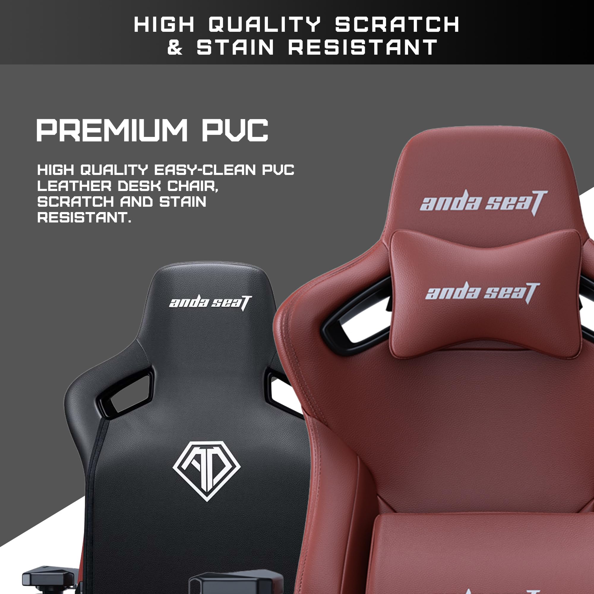Anda Seat Kaiser Frontier Maroon PVC Leather Gaming Chair - XL Premium Ergonomic Gamer Chair for Adults, Video Game Chairs with Memory Foam Neck Pillow & Lumbar Back Support - Office Computer Seat