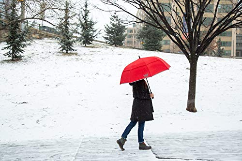 Weatherman Umbrella - Stick Umbrella - Windproof Umbrella Resists Up to 55 MPH Winds (Black)