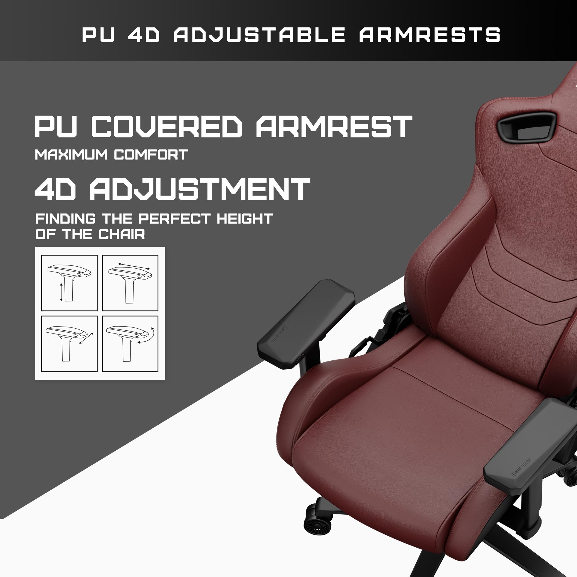 Anda Seat Kaiser Frontier Maroon PVC Leather Gaming Chair - XL Premium Ergonomic Gamer Chair for Adults, Video Game Chairs with Memory Foam Neck Pillow & Lumbar Back Support - Office Computer Seat