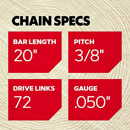 Oregon E72 PowerCut Replacement Chainsaw Chain for 20-Inch Guide Bars, 72 Drive Links, Pitch: 3/8" Low Vibration, .050" Gauge