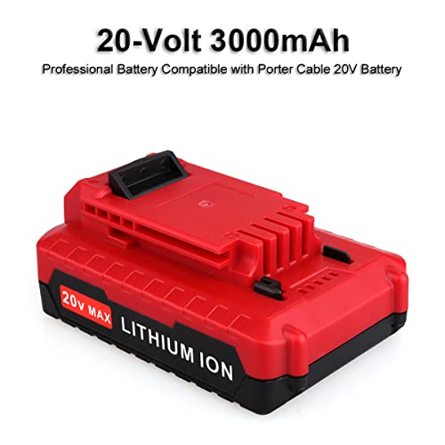 Biswaye 3.0Ah 20V MAX Lithium Battery Replacement for Porter Cable 20V Battery PCC681L PCC680L PCC682L PCC685LP PCC683L PCC601 and 20V MAX Cordless Tools Battery