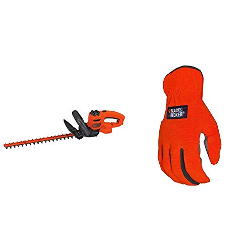 BLACK+DECKER Hedge Trimmer with Easy-Fit All Purpose Glove (BEHT200 & BD505L)