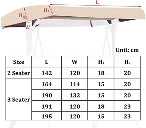 BTURYT Replacement Canopy for Swing Seat 2/3 Seater Garden Hammock Cover,Patio Swing Top Cover for Patio Yard(top Cover only)