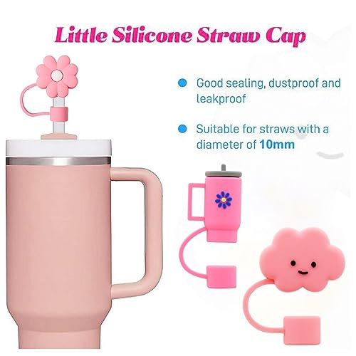 Straw Cover Cap for Stanley Cup,Silicone Straw Topper Compatible with 30 and 40 Oz Tumbler with Handle,10 mm 0.4 in Reusable Straw Tips Lids