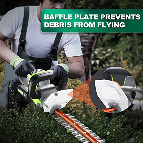 MYTOL 24-Inch Electric Hedge Trimmer Cordless, 2600SPM 20V Dual-Action Fast Cutting Bush Trimmer, 11/16” (0.7 in) Cutting Capacity, 2.0Ah Battery & 60W Fast Charger Hedge Clippers