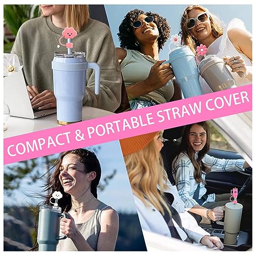 Straw Cover Cap for Stanley Cup,Silicone Straw Topper Compatible with 30 and 40 Oz Tumbler with Handle,10 mm 0.4 in Reusable Straw Tips Lids