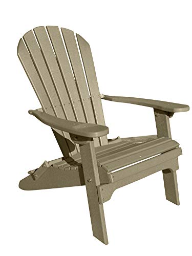 Phat Tommy Adirondack Chair - Poly Outdoor Furniture - Recycled, Composite, All Weather, & Folding - Heavy Duty Plastic Patio Seating, Weatherwood