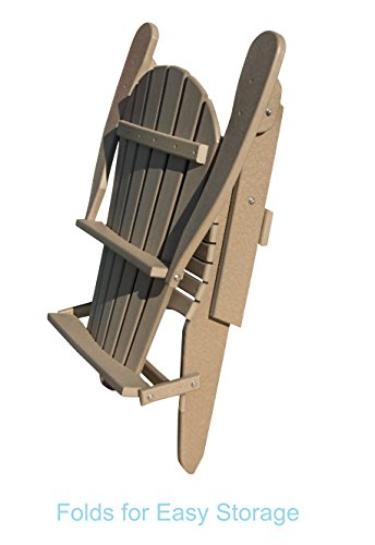 Phat Tommy Adirondack Chair - Poly Outdoor Furniture - Recycled, Composite, All Weather, & Folding - Heavy Duty Plastic Patio Seating, Weatherwood